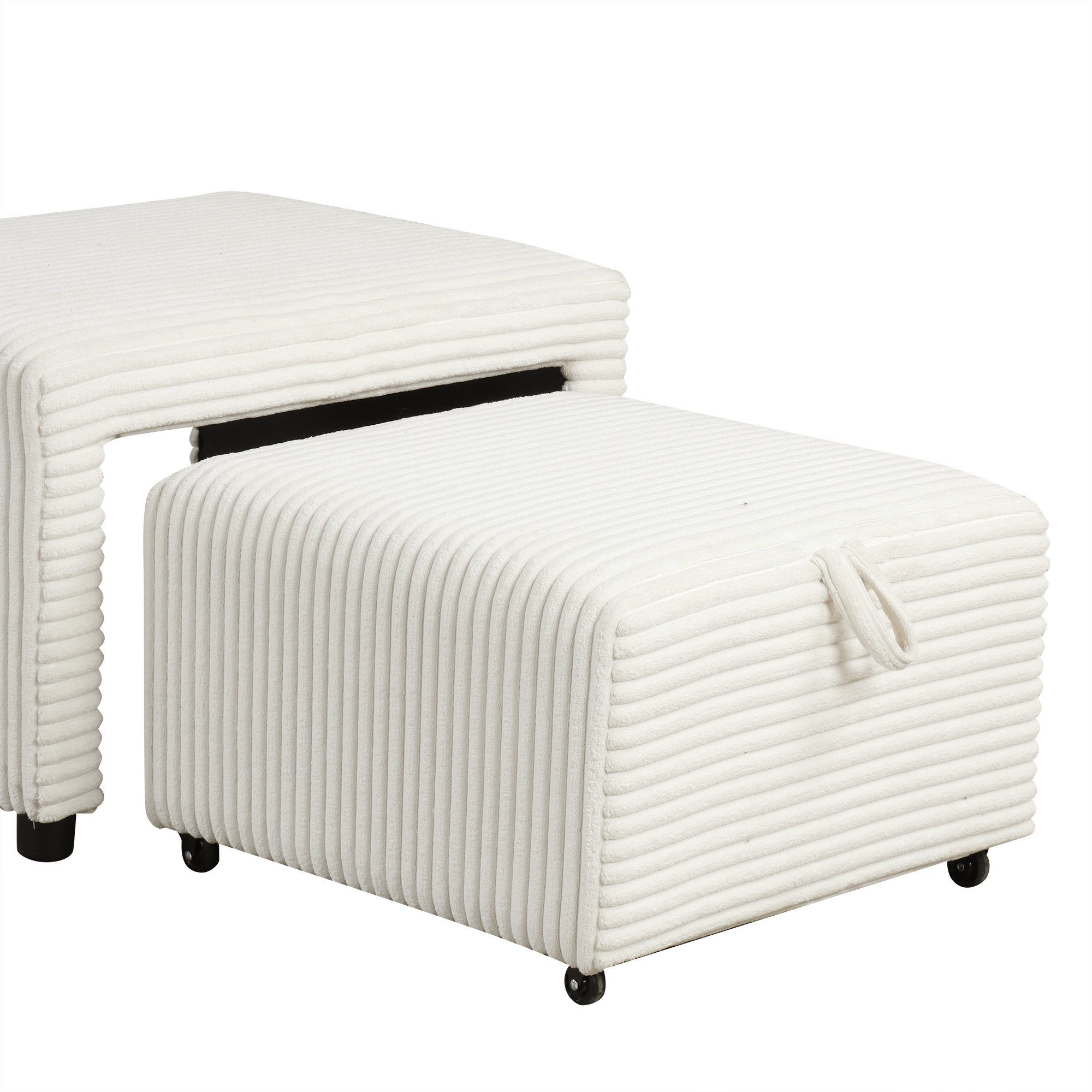 Mercer41 94" Sectional Sofa Pull-Out Sofa Bed L-Shaped Sofa With Movable Ottoman And Stool ...